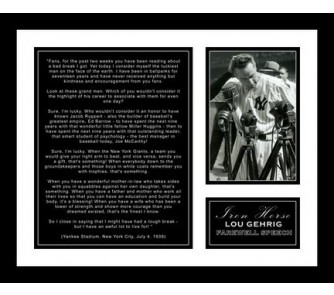 Lou Gehrig New York Yankees MLB with Farewell Retirement Speech at ...