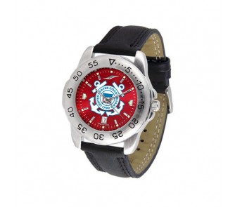 U.S. Coast Guard Sport AnoChrome Men's Watch with Leather Band ...