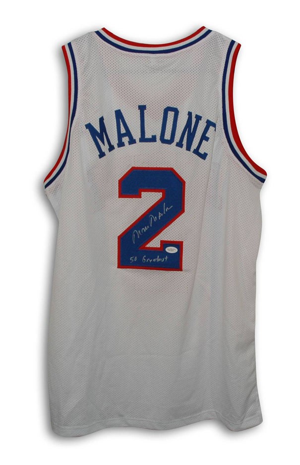 Moses Malone Philadelphia 76ers Autographed Throwback NBA Basketball ...