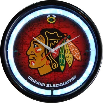 Chicago Blackhawks Plasma Neon Clock - OnlineSports.com