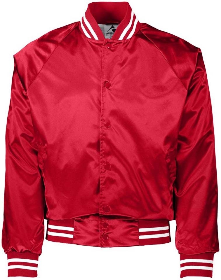 Satin Baseball Jacket with Striped Trim / Mens and Womens Retro Bomber ...