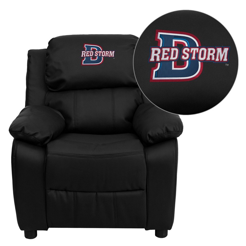 Dixie State Red Storms Embroidered Black Leather Kids Recliner Chair ...