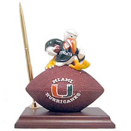 Miami Hurricanes Football Mascot Desk Clock and Pen Set - OnlineSports.com