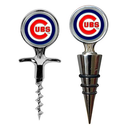Chicago Cubs Cork Screw and Wine Bottle Topper Set - OnlineSports.com