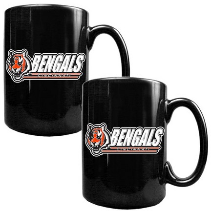 Cincinnati Bengals 2 Piece Black Ceramic Mug Set (with "Bengals ...