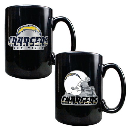 San Diego Chargers 2 Piece Coffee Mug Set (1 Helmet Logo and 1 Primary ...