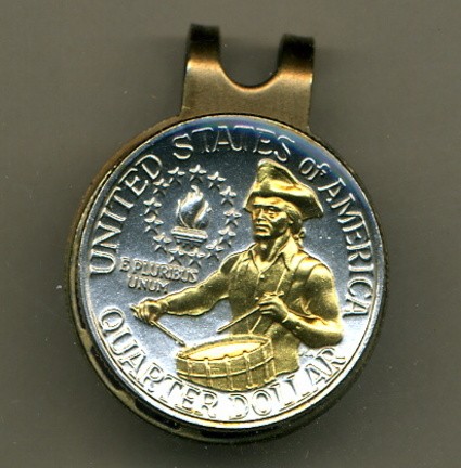 Reverse Bicentennial Drummer Boy Quarter 1976 Two Tone Coin Golf Ball ...