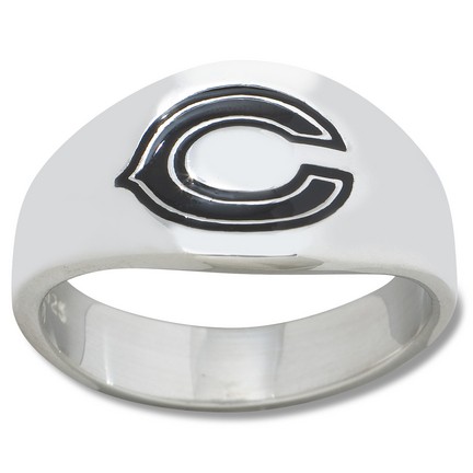 Chicago Bears Logo Men's Enamel Sterling Silver Band Ring (Size 10 ...