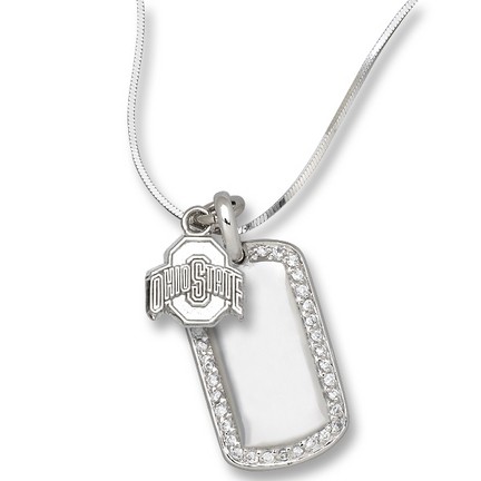 Ohio State Buckeyes 3/8" "O" on Sterling Silver Mini Dog Tag Necklace ...