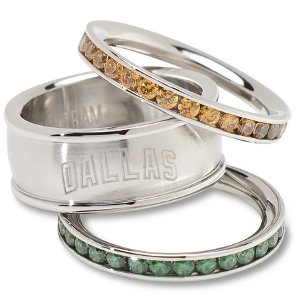 Dallas Stars Logo Crystal Stacked Ring Set (Size 8) - OnlineSports.com