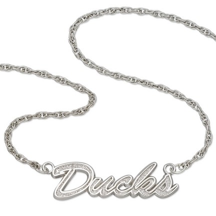 Oregon Ducks "Ducks" Sterling Silver Script Necklace - OnlineSports.com