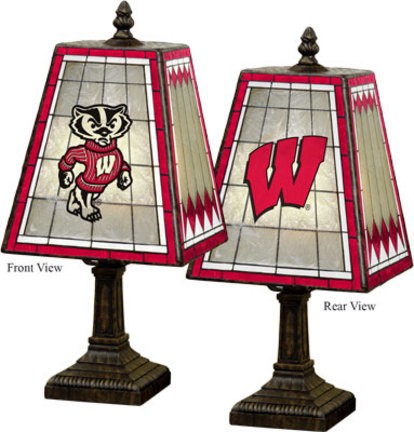 Wisconsin Badgers Art Glass Table Lamp - OnlineSports.com