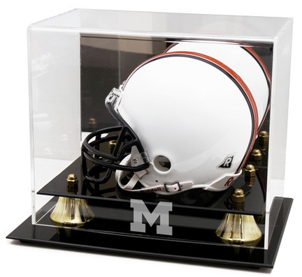 Michigan Wolverines Logo Golden Classic Mini Helmet Display Case ...