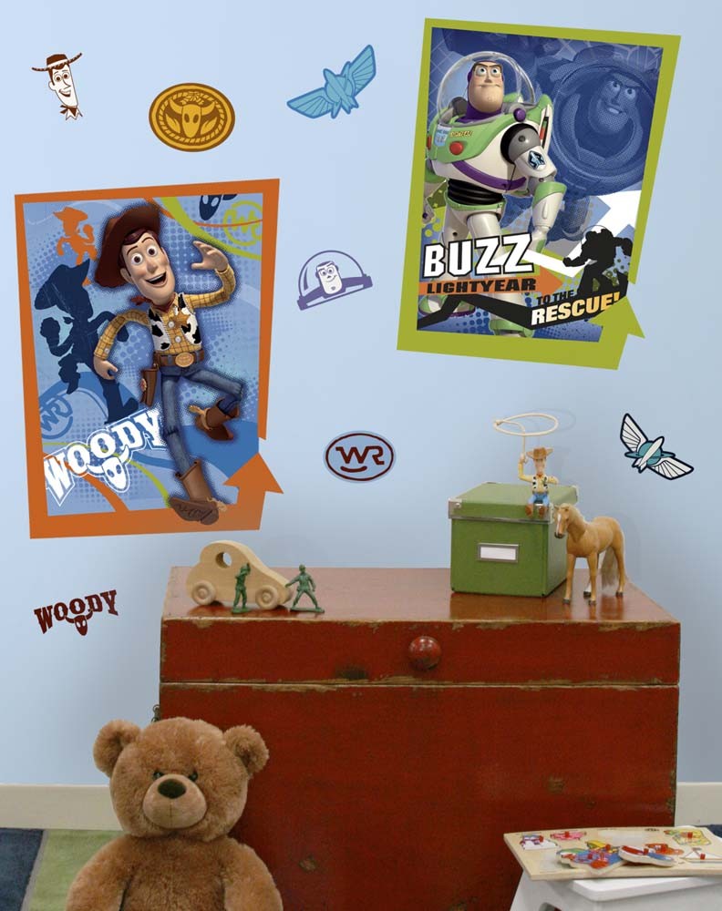Toy Story "Buzz and Woody Poster" Peel and Stick Giant Wall Applique ...