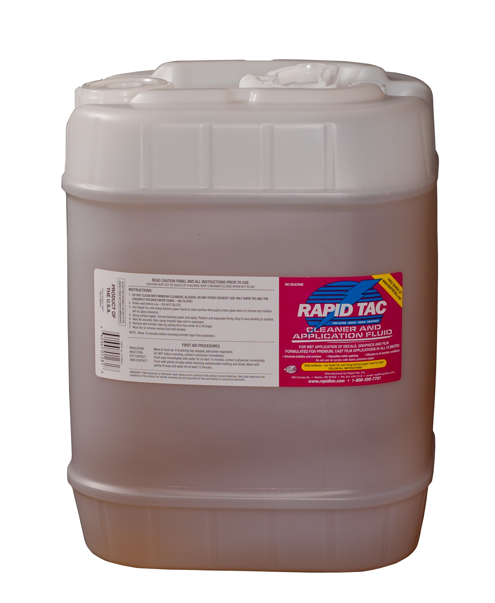 RAPID TAC Decal Application Fluid - 5 Gallon Jug (For Vinyl Wraps Autos ...