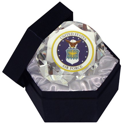 US Air Force insignia 4" Glass Diamond Paperweight - OnlineSports.com