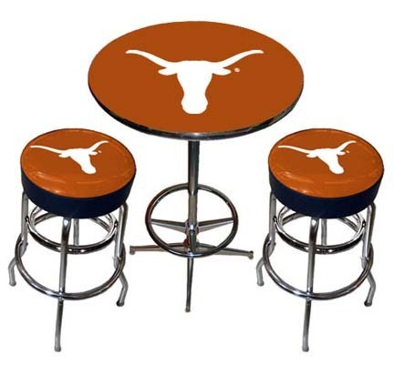 Texas Longhorns MVP Chrome Pub Table with Two Bar Stools - OnlineSports.com