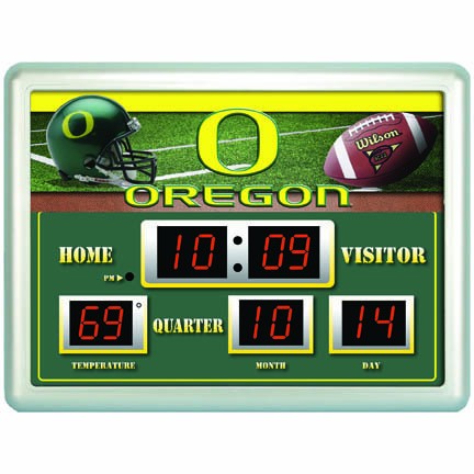 Oregon Ducks 14" x 19" LED Scoreboard Clock and Thermometer ...