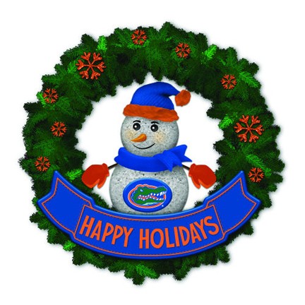 Florida Gators 15" Light-Up Snowman Wreath - OnlineSports.com
